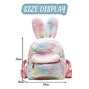 Lanpet Cute Bunny Backpacks for Girls , Women Cute Rabbit Ears Backpack Fluffy Shoulder Bag School Bag Satchel