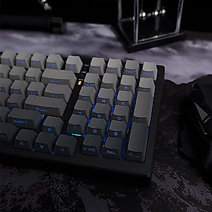 GEKUCAP Custom PBT Side Printed Keycaps, 134 Keys Gradient Grey Backlit Keycaps, Double Shot Shine Through Keycaps Set OEM Profile Keycap for Cherry Mx Switches Mechanical Gaming Keyboard