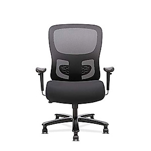 HON Sadie Big and Tall Office Chair Mesh Back Ergonomic Computer Desk Chair Heavy Duty 400 lb Max - Adjustable Arms, Lumbar Support, Comfortable Seat Cushion, 360 Swivel Rolling Wheels - Black