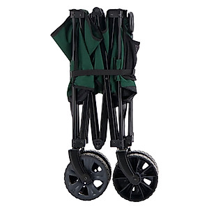 Woods Outdoor Collapsible Folding Garden Utility Wagon Cart w/ 225 Pound Capacity, 7 Cubic Feet of Storage for Camping, Beach, & Park, Green