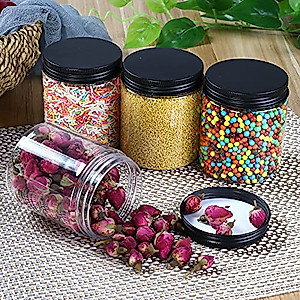 8 OZ Plastic Jars with Lids, (Crazystorey)24 Pack Clear Small Plastic Leak-proof Sealed Storage Jar Slime Containers for Kitchen Household Food Dry Goods Creams Included Extra Label and Pen