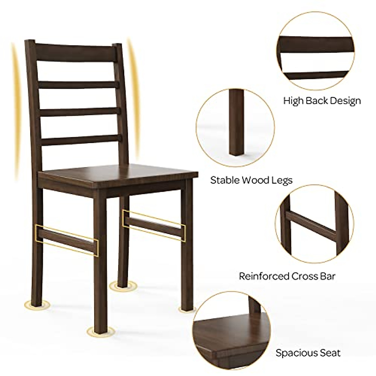 Giantex Dining Chairs Set of 4, Easy to Assemble, Farmhouse Style, Sturdy Wooden Traditional Kitchen Dining Room Chairs, Walnut