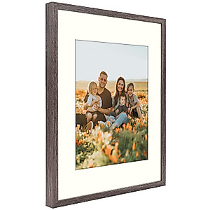Golden State Art, 16x20 Picture Frame - Ivory Mat for 11x14 Photos - Grey Wood Grain Style - Wall Display - Great for Poster, Weddings Photos, Family Pictures, Memories, Gift