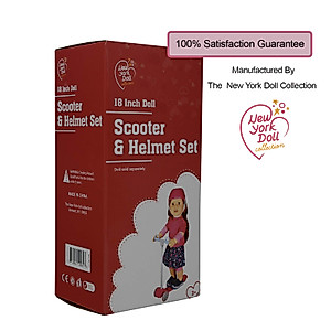 THE NEW YORK DOLL COLLECTION 18" Doll Scooter & Helmet Set - 18in Dolls Accessories Doll Bike Accessories Play Set and Doll Helmet (Scooter+Helmet)