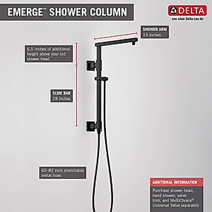 DELTA FAUCET 58410-BL Emerge 18" Angular Shower Column, Matte Black