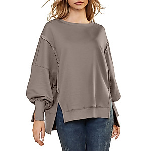 AUTOMET Womens Fall Fashion Clothes 2023 Outfits Oversized Sweatshirts Long Sleeve Shirts Casual Crewneck Pullover Trendy Maternity Sweaters, Coffeegrey