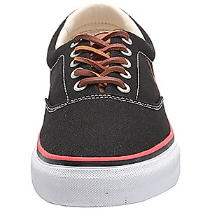 POLO RALPH LAUREN Men's Keaton-Pony Sneaker, Black/RL 2000 RED PP, 13