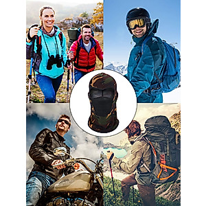 6 Pcs Winter Ski Mask Balaclava Full Face Mask Summer UV Sun Protection Face Cover Dust Windproof Breathable Shiesty Mask(Large,Dark Camouflage Colors)