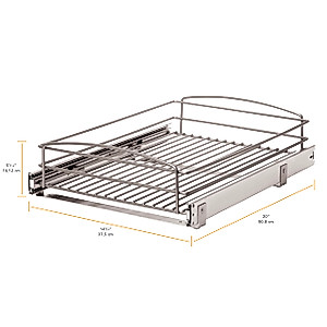 Knape & Vogt RS-MUB-14-FN 5 in. H x 15 in. W x 20 in. D Multi-Use Basket Silver Pull Out Cabinet Organizer, Frosted Nickel