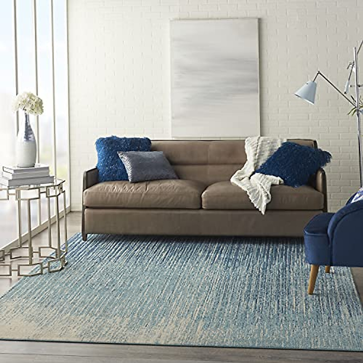 Nourison Passion Abstract Navy/Light Blue 8' x 10' Area -Rug, Easy -Cleaning, Non Shedding, Bed Room, Living Room, Dining Room, Kitchen (8x10)