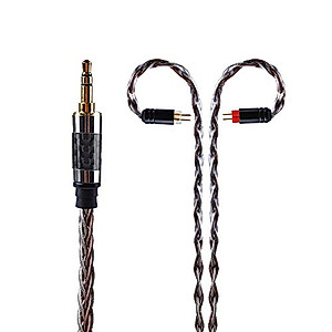Senlee 8 Core Earphone Upgrade Cable Single Crystal Copper Sliver Foil Mixed Braided 2Pin Detachable Cable for 3.5MM Plug for C10 C16 KZ ZST ES4 AS06 ZS7 Earphones (3.5MM Plug, 2Pin)