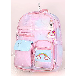 Mylshbest Rainbow Backpack for Girls, Large Capacity Student Laptop Backpacks BookBag Casual Travel Princess Daypack