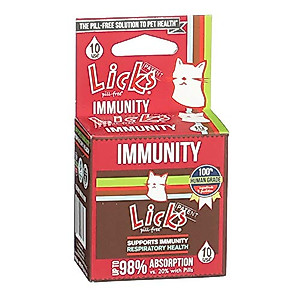 Licks Pill-Free Cat Immunity - Immune Support Cat Supplies - Respiratory Supplements for Cats - Cat Health Supplies - Gel Packets - 10 Use