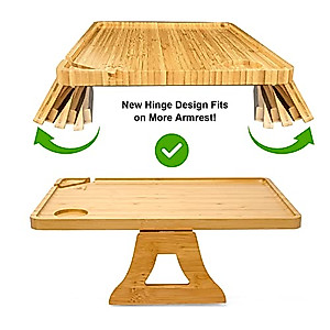 WARENOON X-Large Bamboo Couch Tray Table ,Armrest Table With Cup Holder, ,Phone Holder,Portable Table Sofa Armrest Clip Tray For Coffee,Drink Snacks, Remote Controllers, Food Trays for Eating On Couch