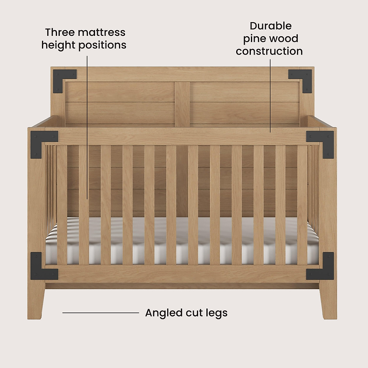Child Craft Lucas Crib and Dresser Nursery Set, 2-Piece, Includes 4-in-1 Convertible Crib and 3-Drawer Dresser, Grows with Your Baby (Nutmeg)