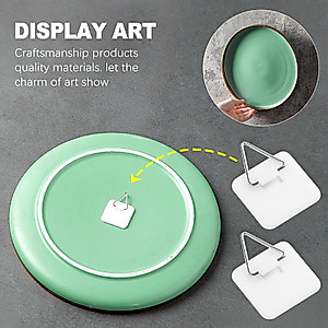 CoguZed 20-Pack 1.25 Inch Invisible Adhesive Plate Hanger Set - Vertical Plate Holders for Wall