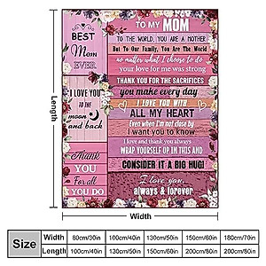 Jzufnap Gifts for Mom Blanket, Mom Blanket from Daughter, Ultra-Soft Fleece Flannel Mother Throw Blankets for Warm Birthday Present, Thanksgiving Day and Mother Day, 50" x 60"