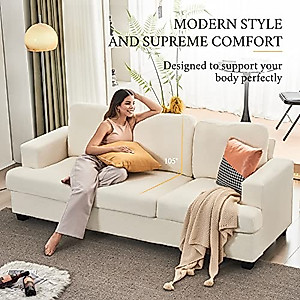 VanAcc 89" Sofa, Comfy Sofa Couch with Extra Deep Seats, Modern Sofa- 3 Seater Sofa, Couch for Living Room Apartment Lounge, Offwhite Bouclé