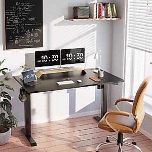 Walsunny Electric Height Adjustable Standing Desk, 63 x 24 Inches Splice Board, Sit Stand Up Computer Table with Memory Preset Controller for Home, Office,Black Frame/Black Top