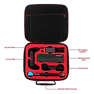 Tranesca Protective Portable Hard Shell carrying case compatible with Nintendo Switch Console and Accessories ( Holds 21 Game Cartridge and comes with bonus screen protector )