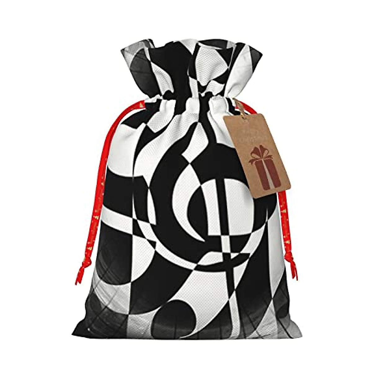 Musical Theme Music Clefschristmas Drawstring Gift Bag, Linen Drawstring Gift Bag, Reusable Drawstring Gift Bag, Used For Christmas, Birthday, Wedding Supplies