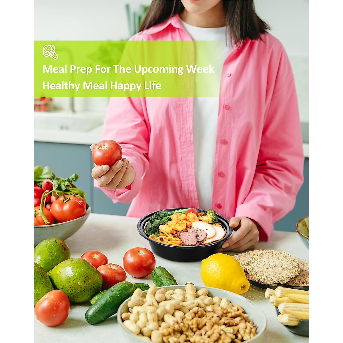 SHOPDAY Meal-Prep-Containers-[35 Pack] 24 oz Plastic-Food-Storage-Containers-with-Lids, Disposable-Food-Prep-Containers-Microwave-Safe, Meal-Prep-Bowls-Reusable, BPA Free To-Go-Contianers-for-Lunch