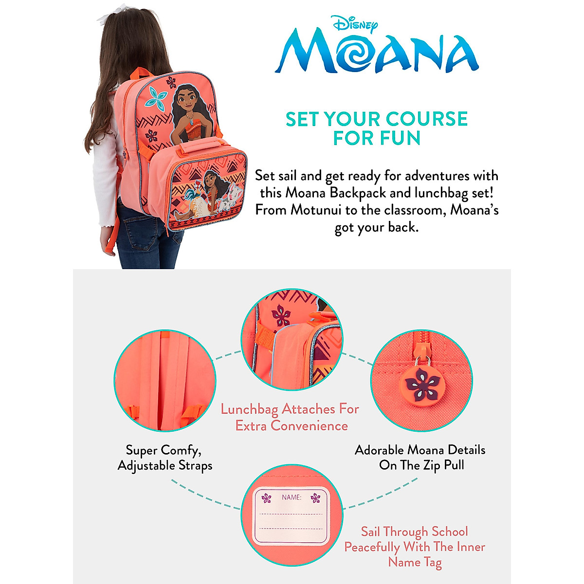 Disney Kids Backpack and Lunchbag Set Moana