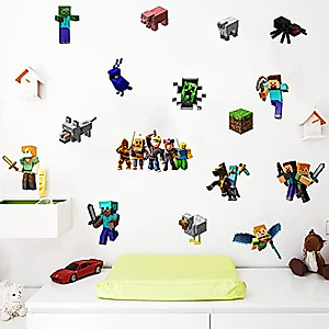 Kids Room Wall Decor Playroom Game Decal Sticker for Kids Minecraft Wall Decor Boys Bedroom Wall Poster Mural Wall Stickers Gift