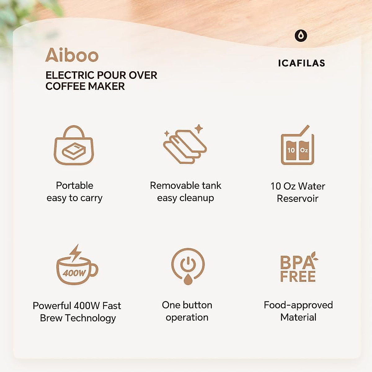 Electric Pour Over Coffee Machine Automatic ,One Button Press Drip Electric Coffee Maker with Elegant Design for Car Camping Hiking Outdoors Portable Use,10oz 400W Americano Dripper (Classical White)