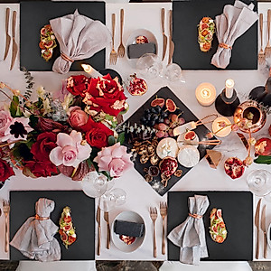 MAPRIAL 12 x 10 In 4 Pack Slate Cheese Boards, Black Stone Plates Charcuterie Board Gourmet Serving Tray Cheese Platter Display Chalkboard with Soapstone Chalk for Sushi, Party, Gifts, Meat, Appetizer