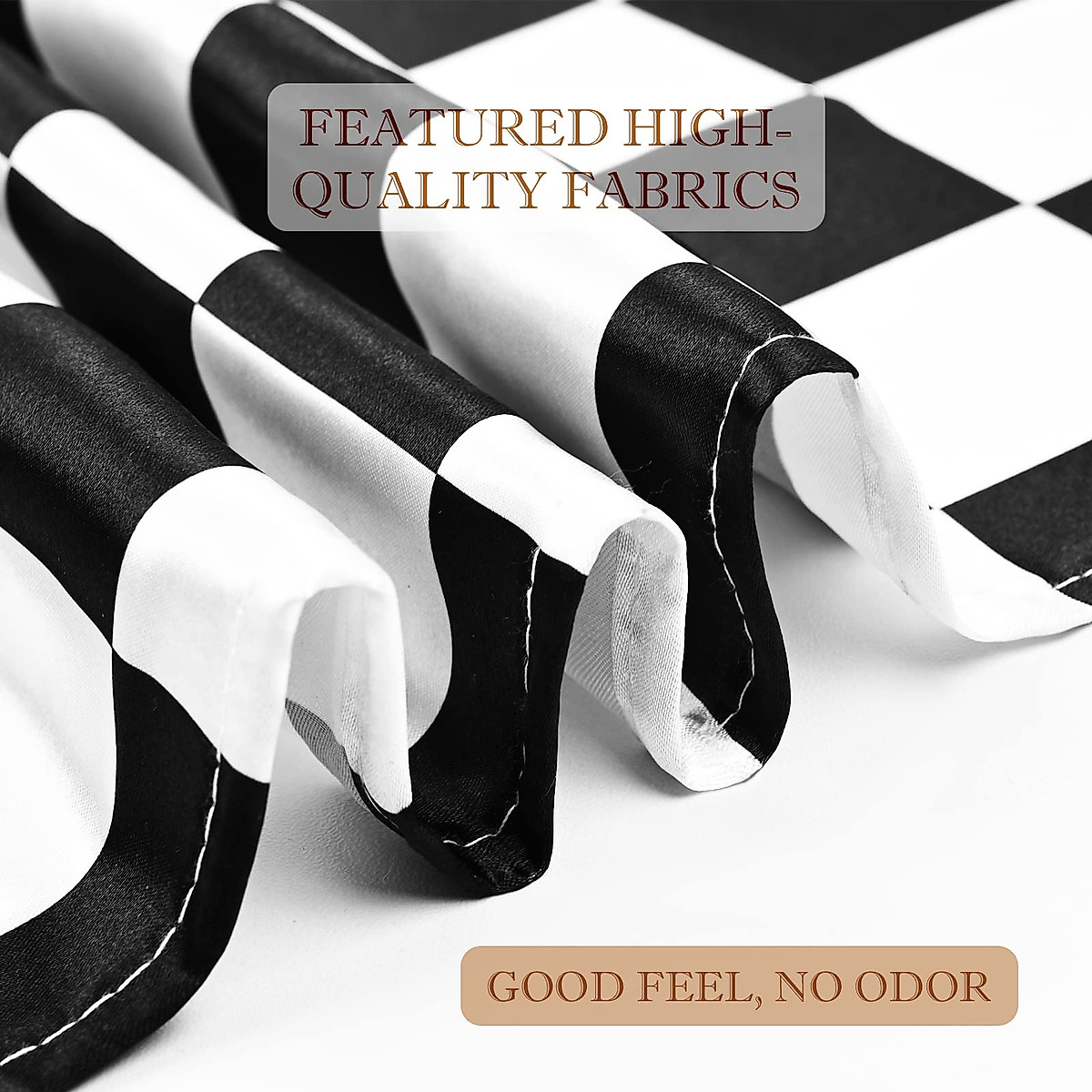 8 Packs Checkered Table Runner Polyester Classic Black and White Checkerboard Racing Road Theme Tablecloth for Indoor Outdoor Events, Wedding, Birthday Parties, Banquets and Celebrations (12 x 72 Inch