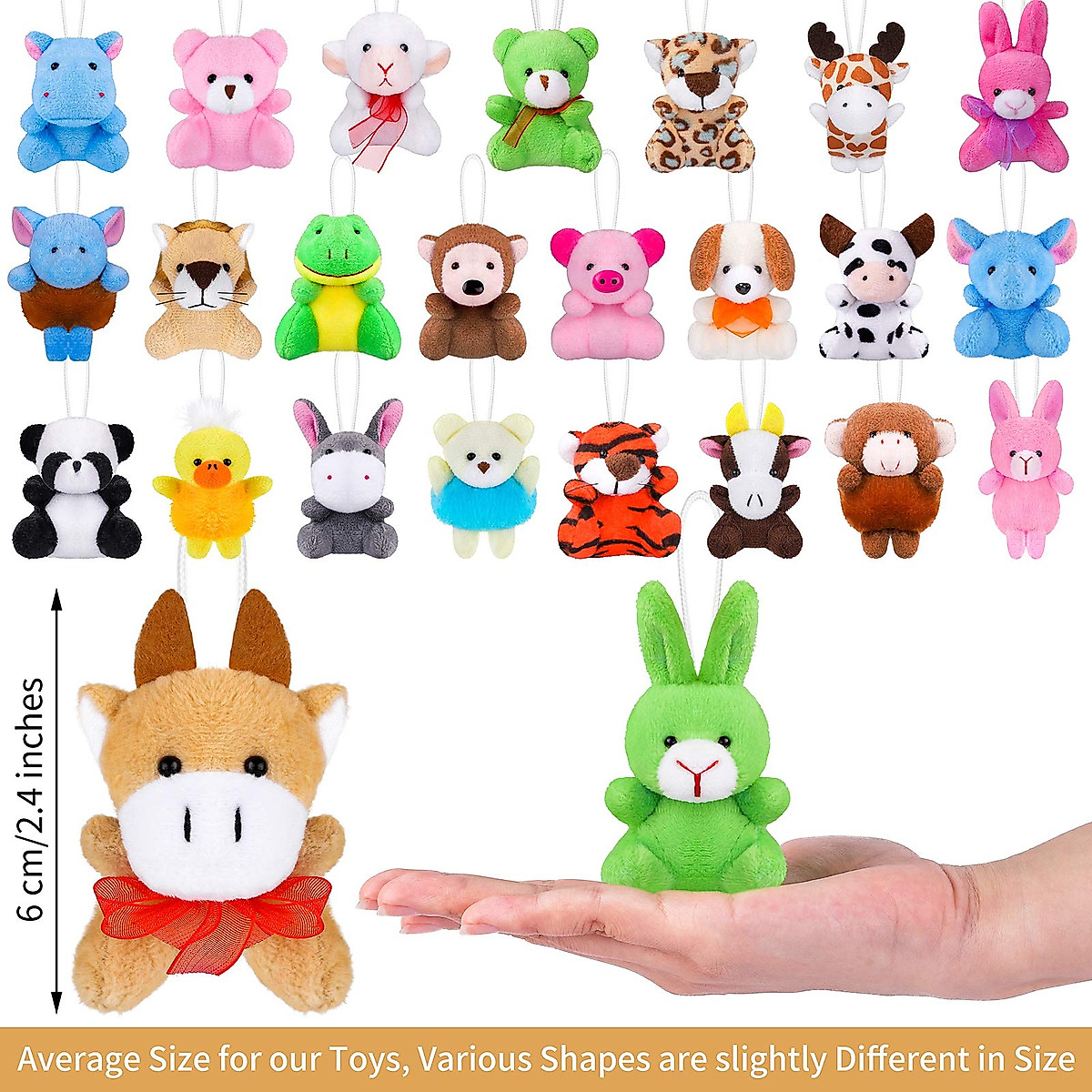 Ruisita 32 Pack Mini Plush Animals Toys Set, Jungle Animal Plush Toys Stuffed Animals Set for Easter Hunts, Basket Stuffers, Easter Party Favor, Goodie Bag Fillers