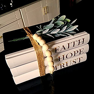Hardcover Decorative Book,Modern Hardcover Decorative Books,Faith|Hope|Trust(Set of 3) Stacked Books for Decorating Coffee Tables and Bookshelf