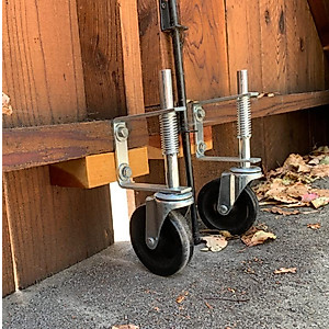 Gate Caster 4”and 5", Heavy Duty Gate Caster Wheel with Spring Loaded,Universal Mount Pate, 250-500 lbs Load Capacity, 4 and 5 Inches Rubber Wheel(Two PCS OR ONE PCS) (4 inch Without Brake, 1 pcs)