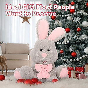 Lanmore Giant Bunny Stuffed Animal Easter Rabbit Toy Plush, Soft Animal Pillow for Boy Girl Girlfriend, for Easter Christmas Valentine's Day, Gray, 31.5 inches