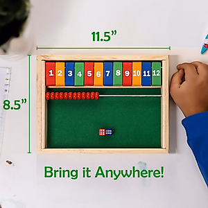 STERLING Games Kids Shut The Box Game for 2 Players | Wooden Math Toy Dice Game for Kids and Small Children | STEM Educational Toy for Learning Mathematics and Addition