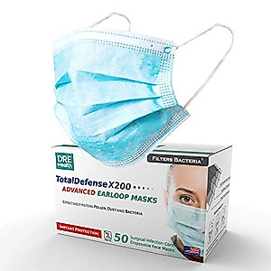 Dre 3 Ply Disposable Face Masks, 20 Count - Made in the USA - Medical Grade