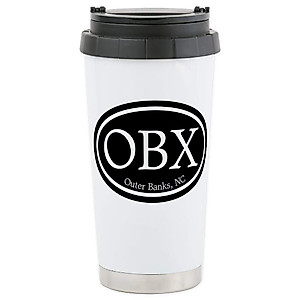 CafePress OBX Outer Banks, NC Oval Stainless Steel Travel Mu Stainless Steel Travel Mug, Insulated 20 oz. Coffee Tumbler