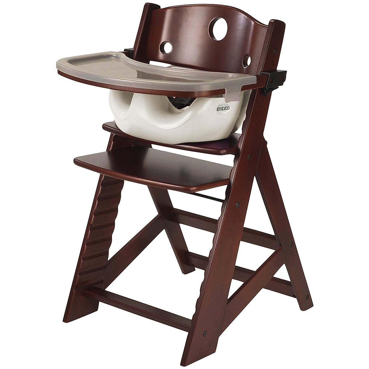 Keekaroo Height Right High Chair with Infant Insert & Tray, Mahogany/Vanilla