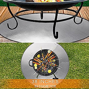 XLAND 38" Diameter Round Fire Pit Mats for Under Fire Pit - 3 Layers Fiberglass Waterproof & Fireproof Mat for Fire Pit - Outdoor Fireproof Grill mat for Lawn Patio Deck Grass BBQ Bonfire Camping