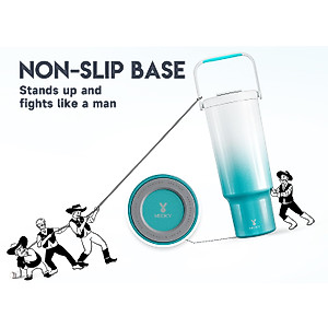 Meoky 40 oz Tumbler with Handle and Straw, Insulated Water Bottle, Stainless Steel Travel Mug, Keeps Cold for 34 Hours, 100% Leak Proof, Fits in Car Cup Holder (Azure)