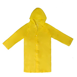 Yiluweinir Age 3-12T Boys Yellow Rain Jacket Kids Hooded Button Down Jacket Raincoat Girls Outdoor Rainwear M
