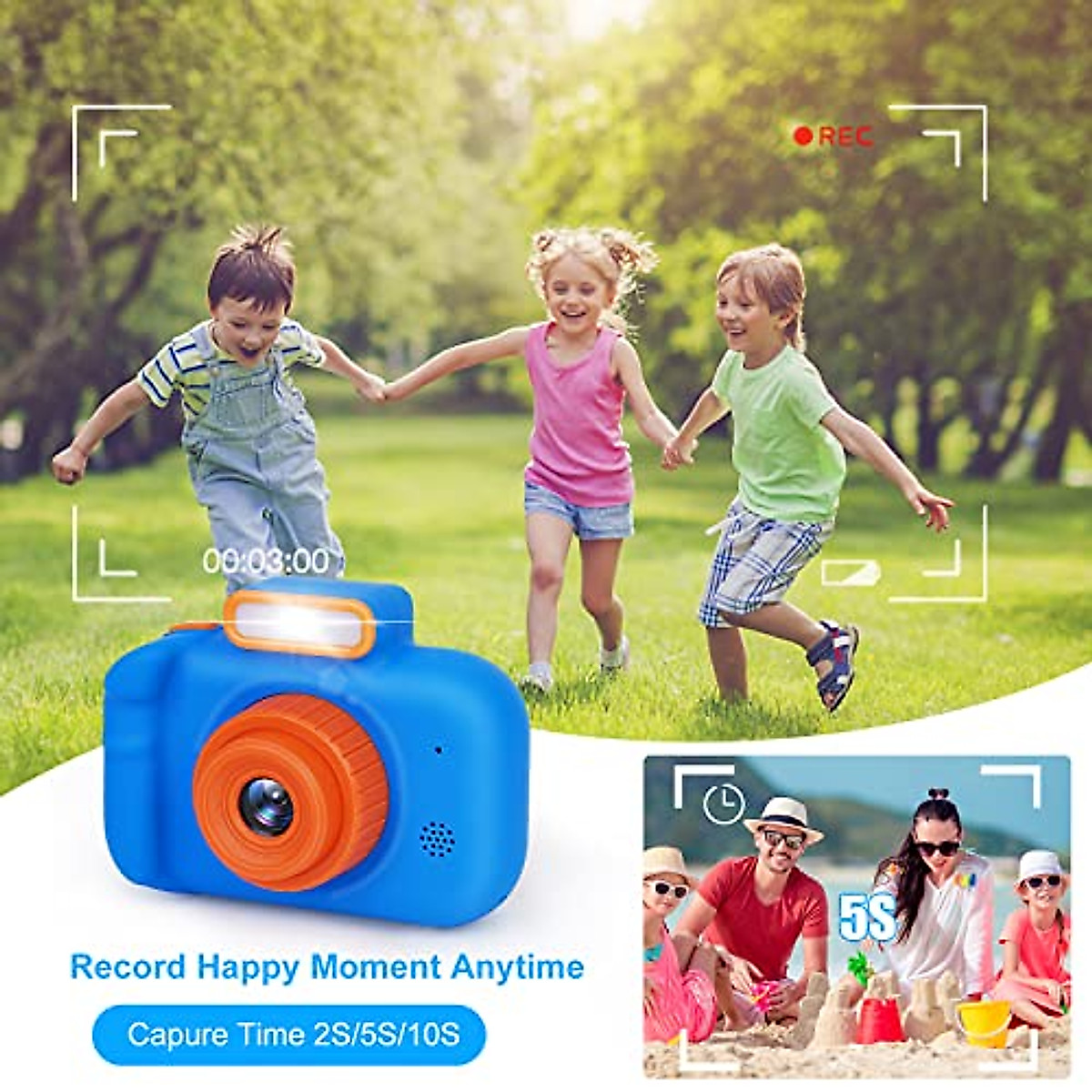Kids Camera Toys for 3 4 5 6 7 8 9 10 Years Old Girls Boys, Toddler Digital Selfie Camera with 32G SD Card, Portable HD Digital Video Camera Christmas Birthday for Children Age 3-9