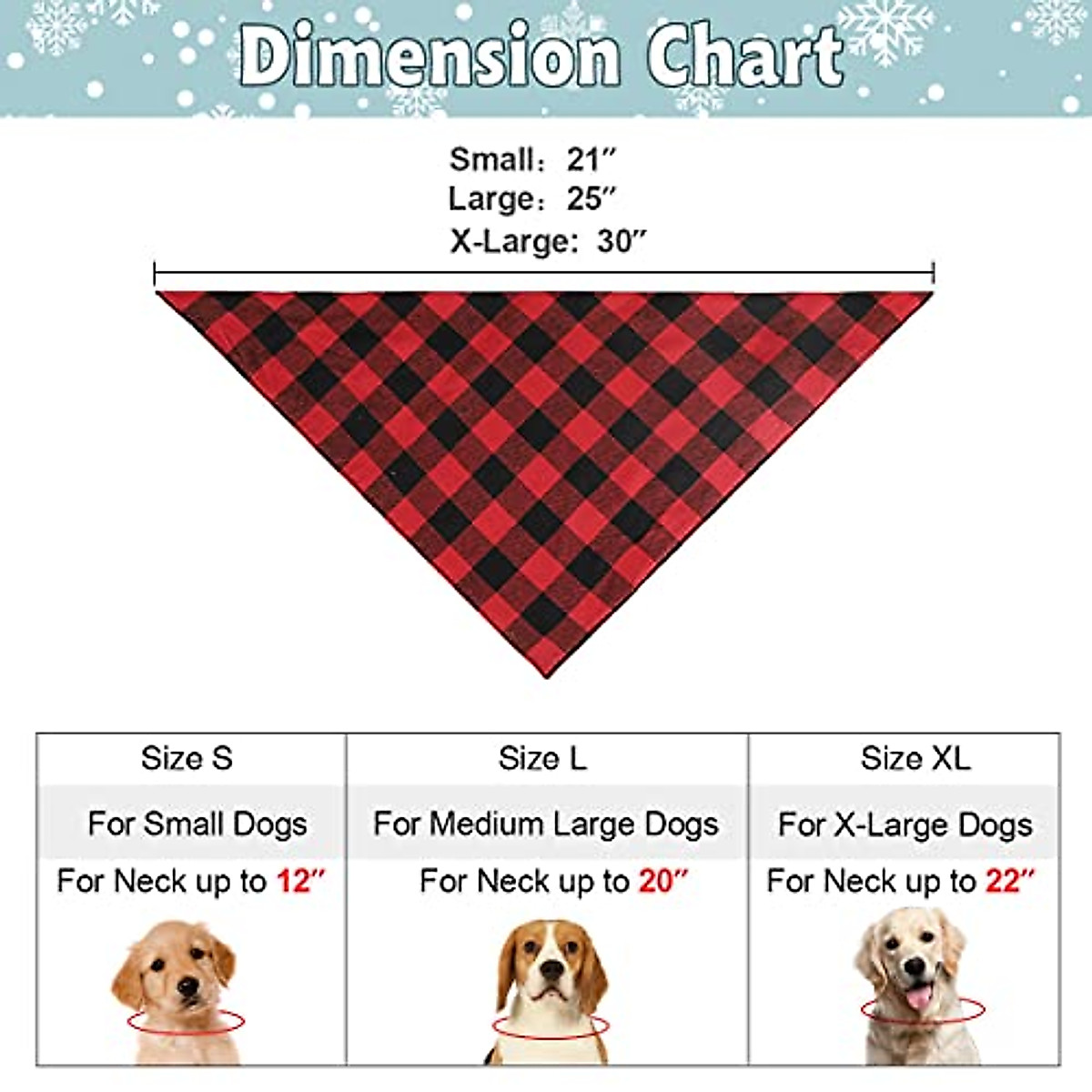 Kytely Christmas Dog Bandanas 2 Pack Winter Pet Dog Bandanas for Dogs Red White Small