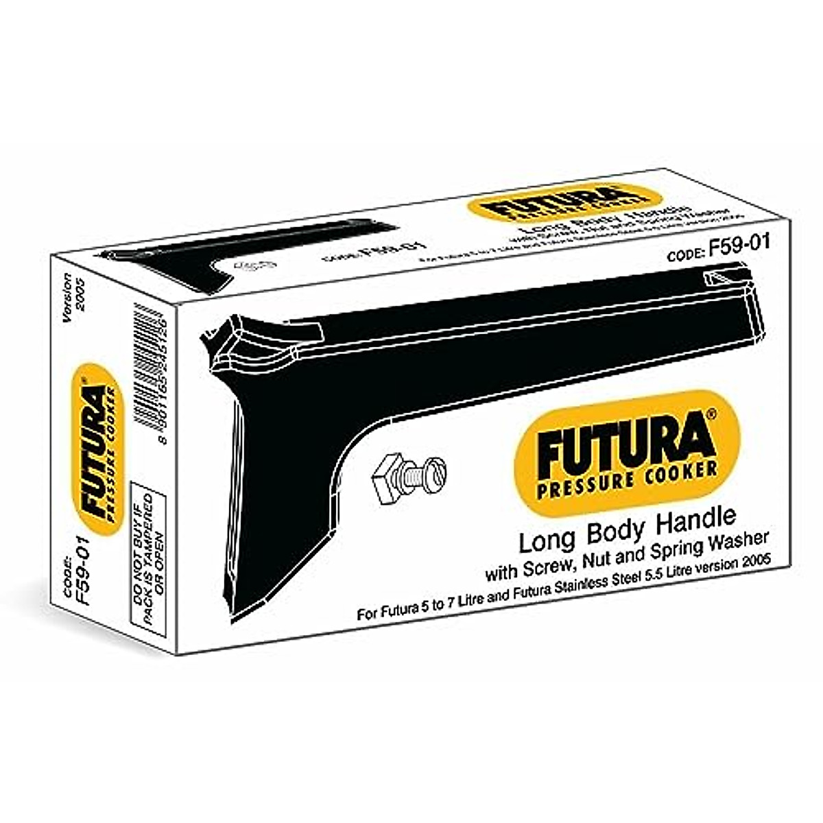 Long Body Handle for 5 – 7 Litre Tall Futura Pressure Cooker, 5.5 L Stainless Steel Futura Pressure Cooker