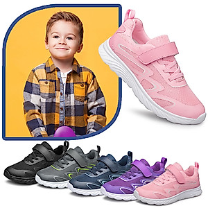 AMANSSE Girls Shoes Sneakers Lightweight Breathable Running Tennis Shoes Non Slip Fitness Girls Shoes Pink Big Kid Size 1