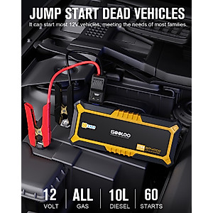 GOOLOO GP4000 Jump Starter 4000A Peak Car Starter (All Gas,up to 10.0L Diesel Engine) SuperSafe 12V Lithium Jump Box,Auto Battery Booster Pack,Portable Power Bank with USB Quick Charge and Type C Port