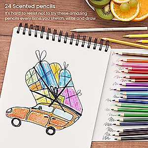 ARTEZA 24 Scented Pencils for Kids, Pre-Sharpened Color Pencils for Kids, Triangular Shape Smelly Pencils for Kids