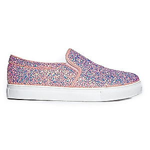 J. Adams Glimmer Sneakers for Women - Casual Glam Slip On Walking Shoes - Pink Glitter - 8