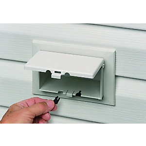 Arlington DBHR131W-1 Low Profile IN BOX Electrical Box with Weatherproof Cover for Retrofit Siding Construction, 1/4-Inch or 5/16-Inch Lap, Horizontal, White
